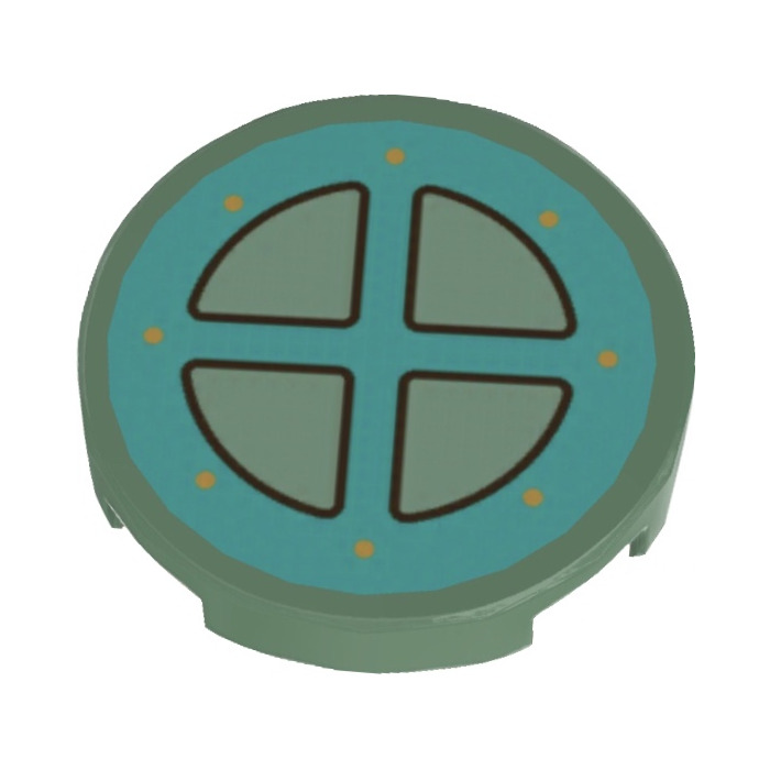 LEGO Tile 2 x 2 Round with Dark Turquoise Porthole Sticker with Bottom ...