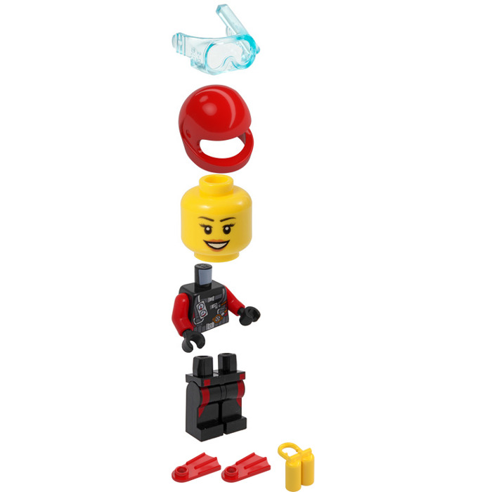 LEGO Scuba Diver with Yellow Air Tanks and Black Suit Minifigure ...