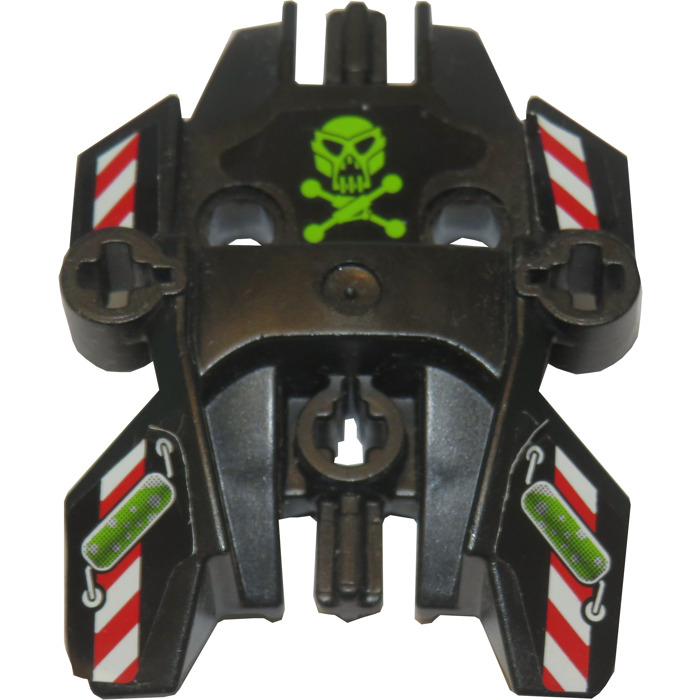 LEGO Shield 5 x 7 x 2 with Axle with Red and White Stripes, Green Skull ...