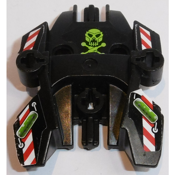 LEGO Shield 5 x 7 x 2 with Axle with Red and White Stripes, Green Skull ...