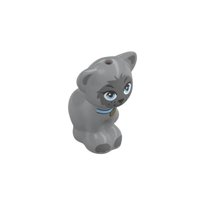 LEGO Sitting Cat with Gray Fur and Blue Collar (11602 / 101115) | Brick Owl