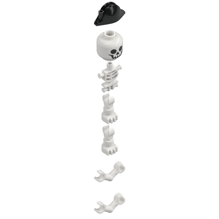 LEGO Skeleton with Horizontal Grip Bent Arms and Bicorne Hat Minifigure ...