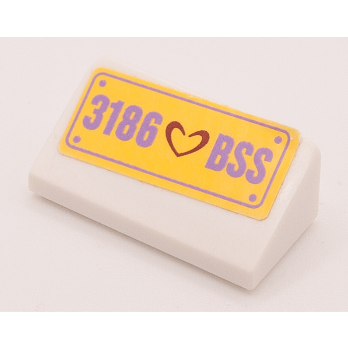 LEGO Slope 1 x 2 (31°) with 3186 BSS License Plate Sticker (85984 ...