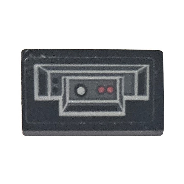 LEGO Slope 1 x 2 (31°) with control panel with black and red buttons ...