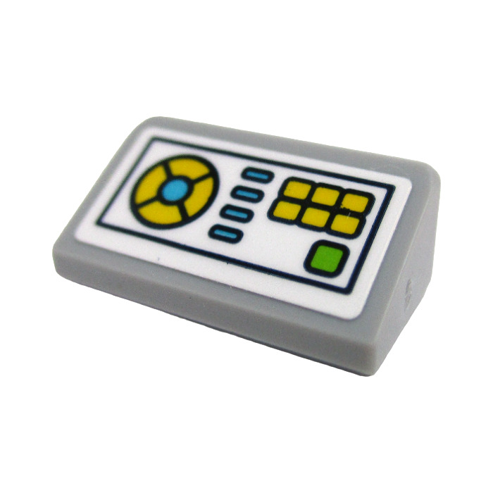 LEGO Slope 1 x 2 (31°) with Control Panel with Yellow Buttons Sticker ...