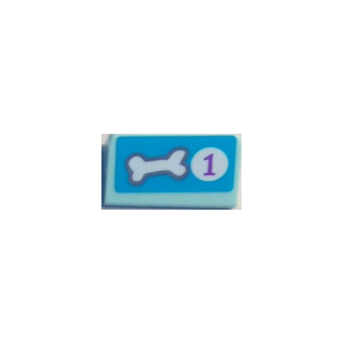 LEGO Slope 1 x 2 (31°) with Dog Bone and Number 1 Sticker (85984 ...