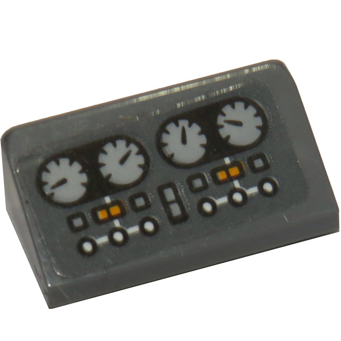 LEGO Slope 1 x 2 (31°) with Four Gauges and Buttons Sticker (85984 ...