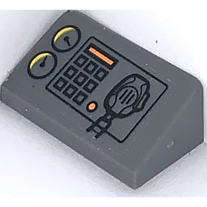 LEGO Slope 1 x 2 (31°) with Gauges, Buttons, Orange Bar Sticker (85984 ...