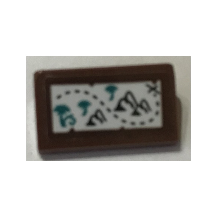 LEGO Slope 1 x 2 (31°) with Map with Mountains and Trees Sticker (85984 ...