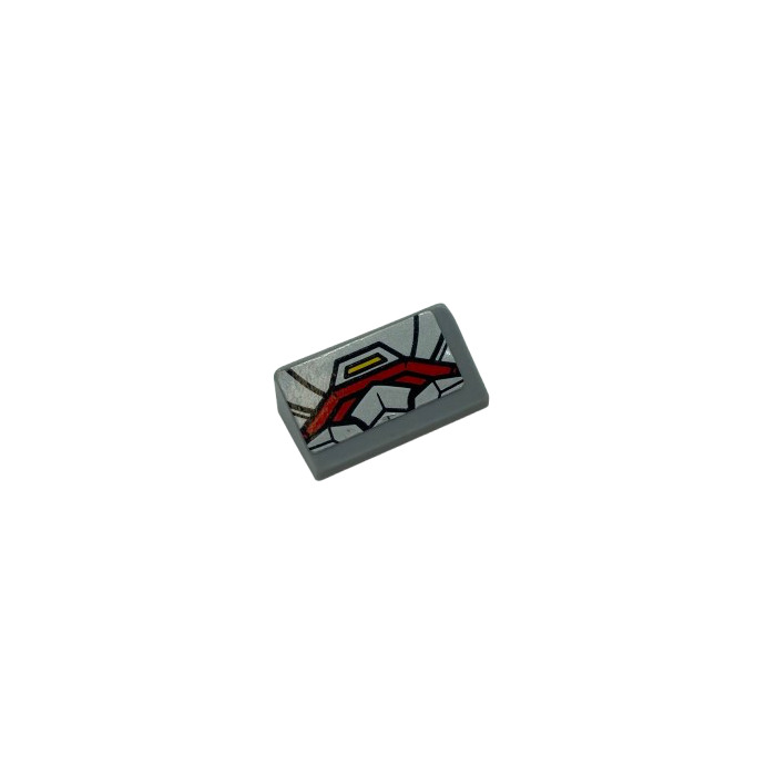 LEGO Slope 1 x 2 (31°) with Red and Silver Armour Plates Sticker (85984 ...