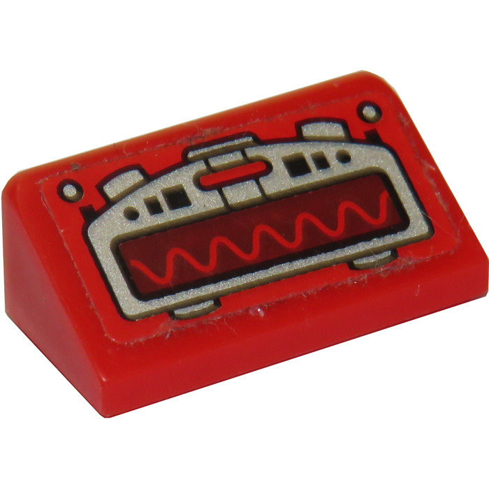 LEGO Slope 1 x 2 (31°) with Silver Oscilloscope and Red Sine Wave ...