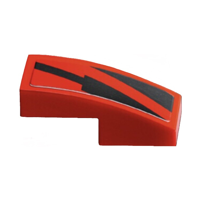 LEGO Slope 1 x 2 Curved with Black Arrow Shape and Triangle (Left ...
