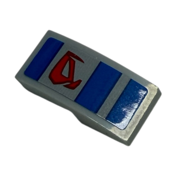 LEGO Slope 1 x 2 Curved with blue squares with black border and ...