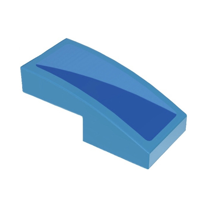 LEGO Slope 1 x 2 Curved with Blue Triangle Sticker (3593) | Brick Owl ...