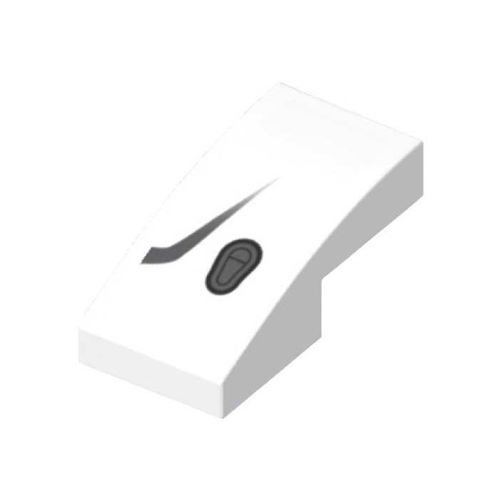 LEGO Slope 1 x 2 Curved with Bonnet Catch and Grey Line Sticker (3593 ...