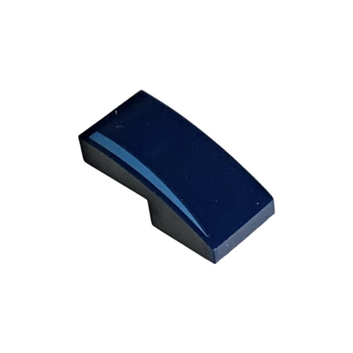LEGO Slope 1 x 2 Curved with Dark Azure Stripe (Left) (3593) | Brick ...
