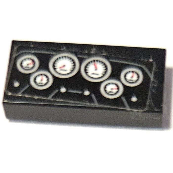 LEGO Slope 1 x 2 Curved with dashboard with round white gauges Sticker ...