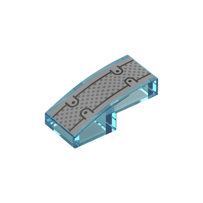 LEGO Slope 1 x 2 Curved with Dots and Lines on Silver Background (3593 ...