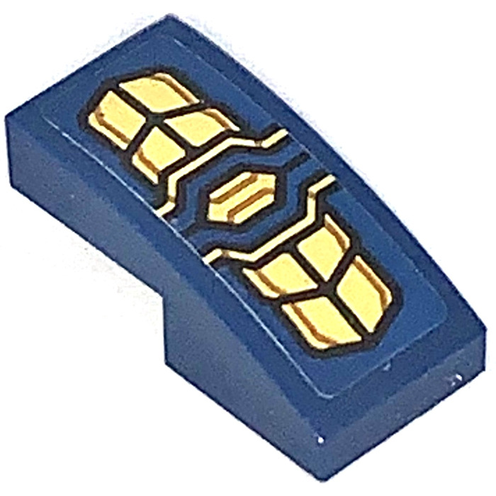 LEGO Slope 1 x 2 Curved with Golden Decoration Sticker (11477) | Brick ...