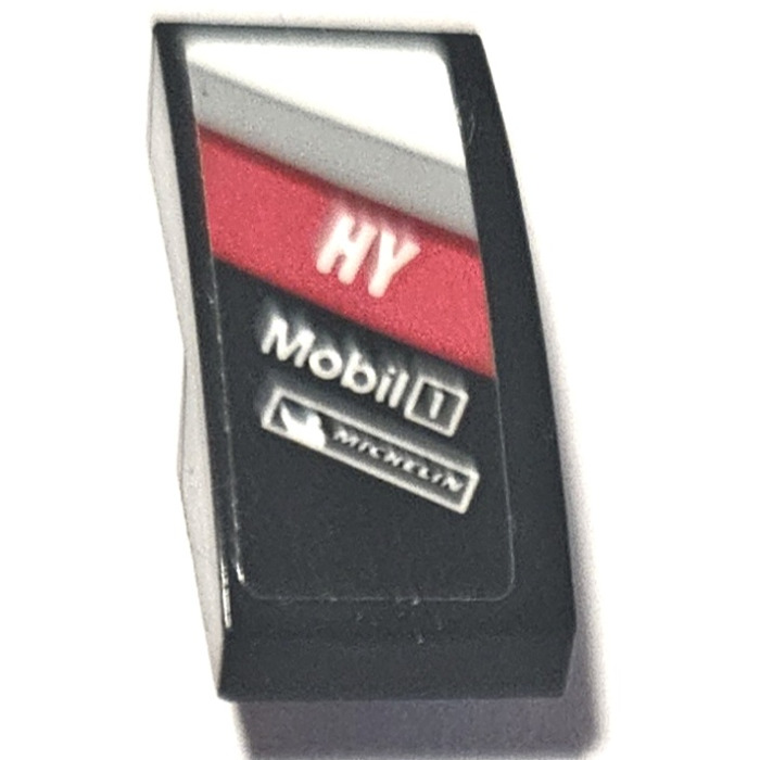 LEGO Slope 1 x 2 Curved with 'HY' 'Mobil 1' (right) Sticker (3593 ...