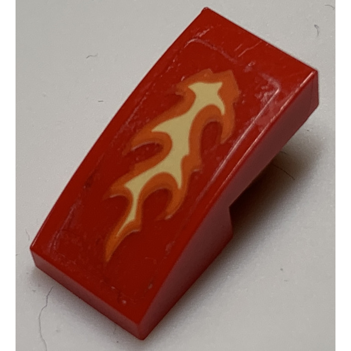 LEGO Slope 1 x 2 Curved with Orange and Yellow Flame Sticker (3593 ...