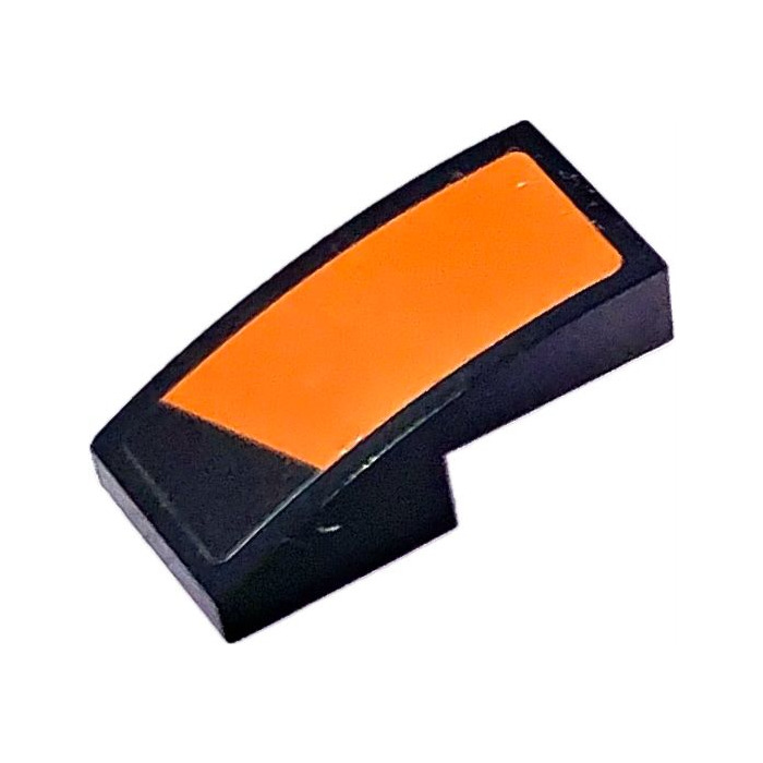 LEGO Slope 1 x 2 Curved with Orange Wedge (leftl Sticker (3593) | Brick ...