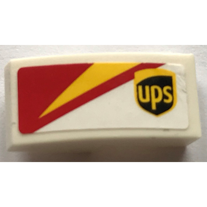 LEGO Slope 1 x 2 Curved with Red and Yellow Stripes and UPS Logo (Left ...