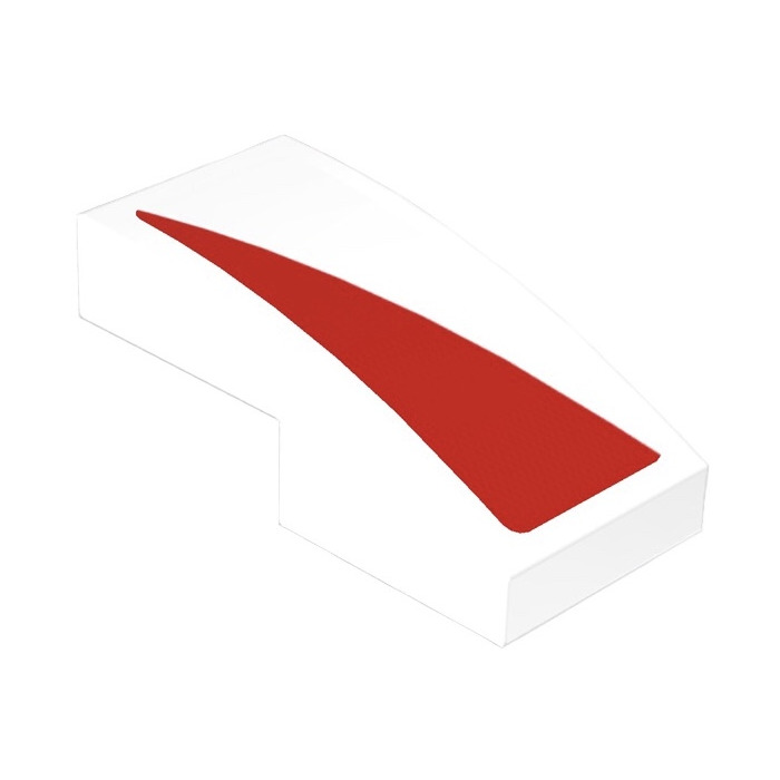 LEGO Slope 1 x 2 Curved with Red Triangle Sticker (3593) | Brick Owl ...