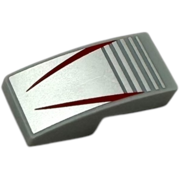 LEGO Slope 1 x 2 Curved with silver background and red stripes (3593 / ...