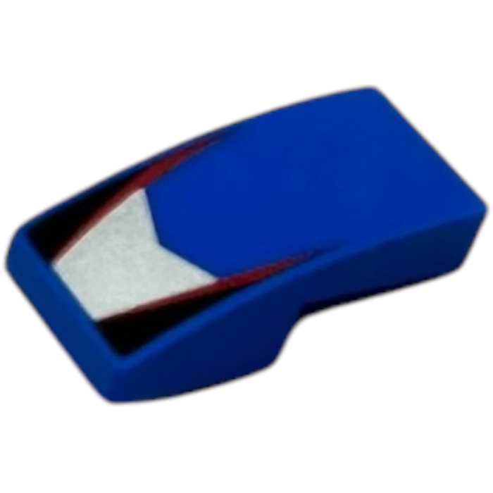 LEGO Slope 1 x 2 Curved with silver shape, black triangles and red ...