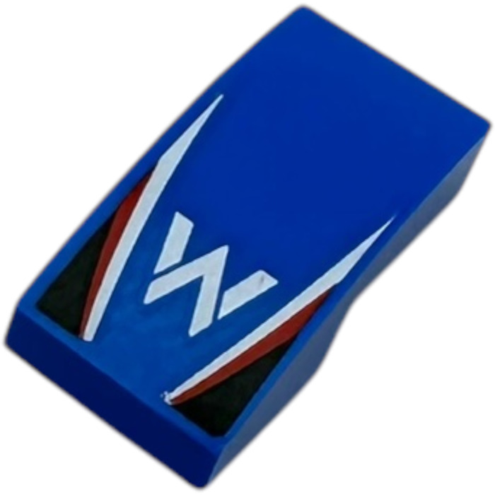 LEGO Slope 1 x 2 Curved with 'W' with black triangle and white, red ...