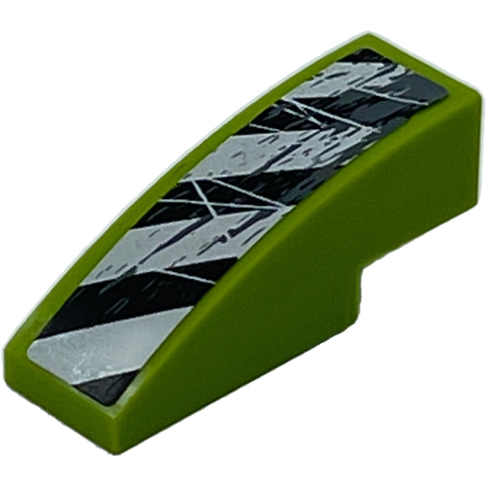 LEGO Slope 1 x 3 Curved with Damaged Danger Stripes Right Sticker ...