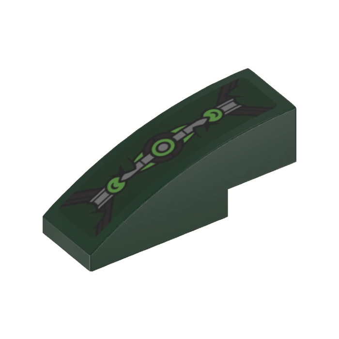 LEGO Slope 1 x 3 Curved with Silver and Green Strap Sticker (50950 ...