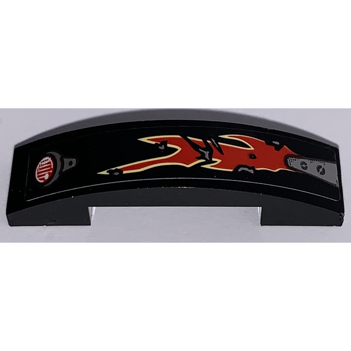LEGO Slope 1 x 4 Curved Double with Backlight and red flames Sticker ...