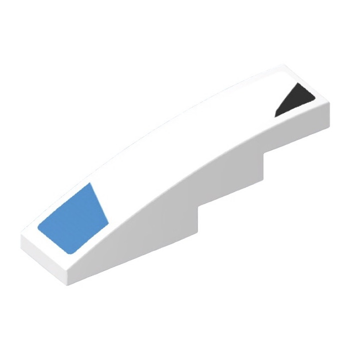 LEGO Slope 1 x 4 Curved with Blue Shape and Black Triangle Sticker ...