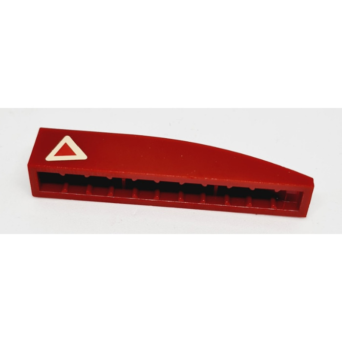 LEGO Slope 1 x 6 Curved with Studs with Dark Red Triangle Left Side ...