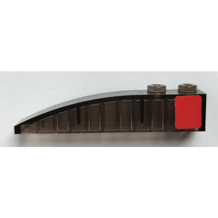 LEGO Slope 1 x 6 Curved with Studs with Red rectangle (left) Sticker ...