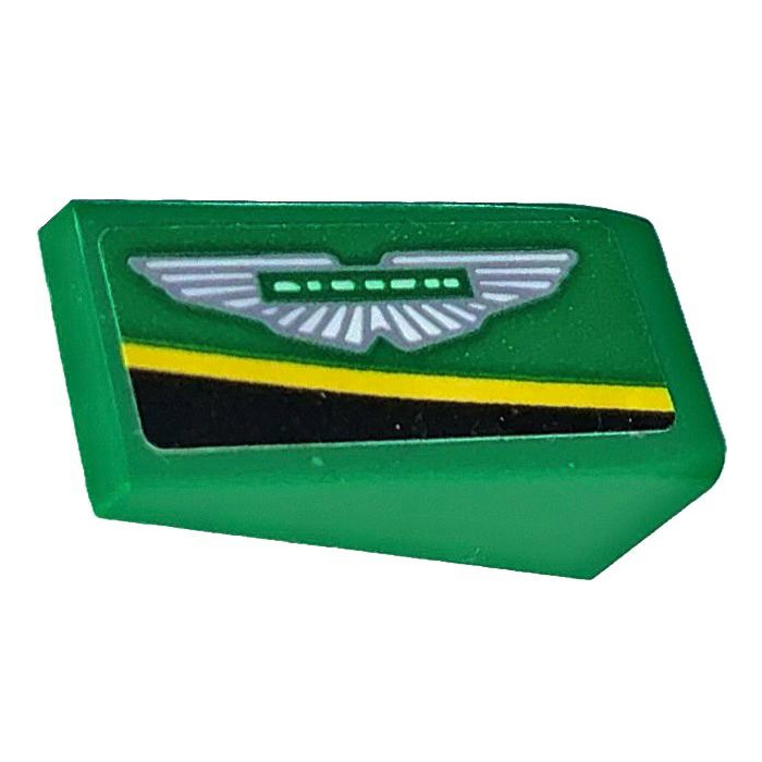 LEGO Slope 2 x 1 (18°) with Aston Martin Emblem (Left Side) Sticker ...
