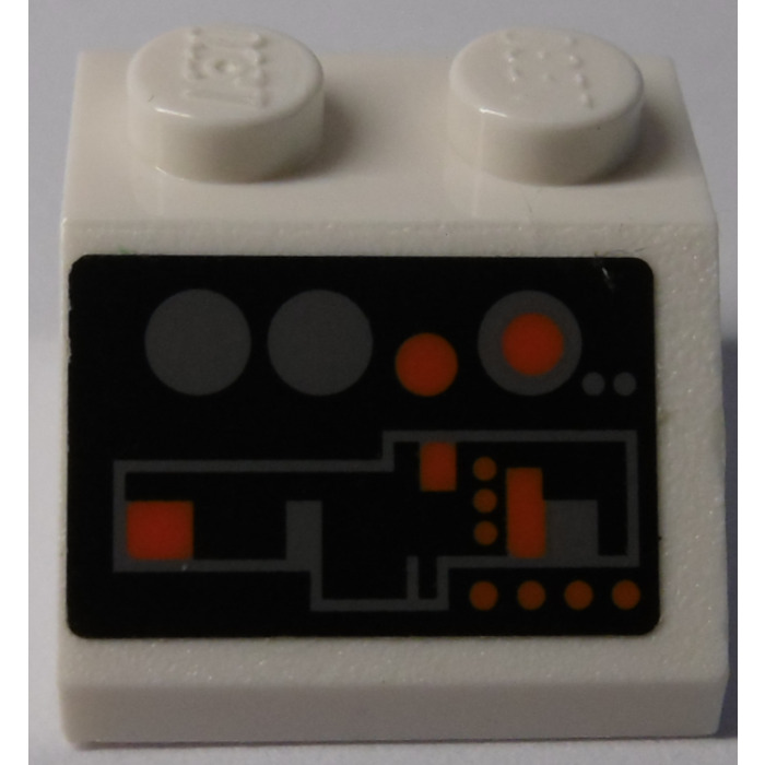 LEGO Slope 2 x 2 (45°) with Red and Gray Buttons and Controls Sticker ...