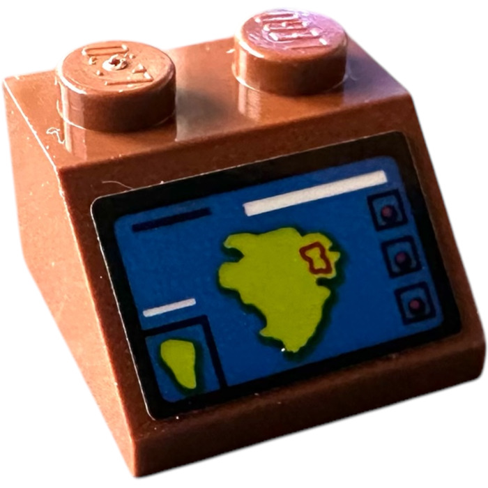 LEGO Slope 2 x 2 (45°) with screen with 'Isla Nublar' map Sticker (3039 ...