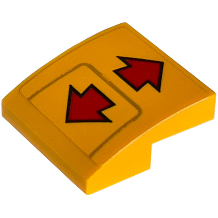 LEGO Slope 2 x 2 Curved with 2 Red Arrows Sticker (15068) | Brick Owl ...