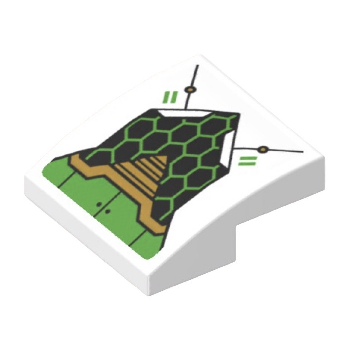 LEGO Slope 2 x 2 Curved with Black and Green Hexagonal Pattern Sticker ...