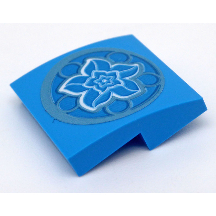 LEGO Slope 2 x 2 Curved with Blue Flower in a Circle Sticker (15068 ...