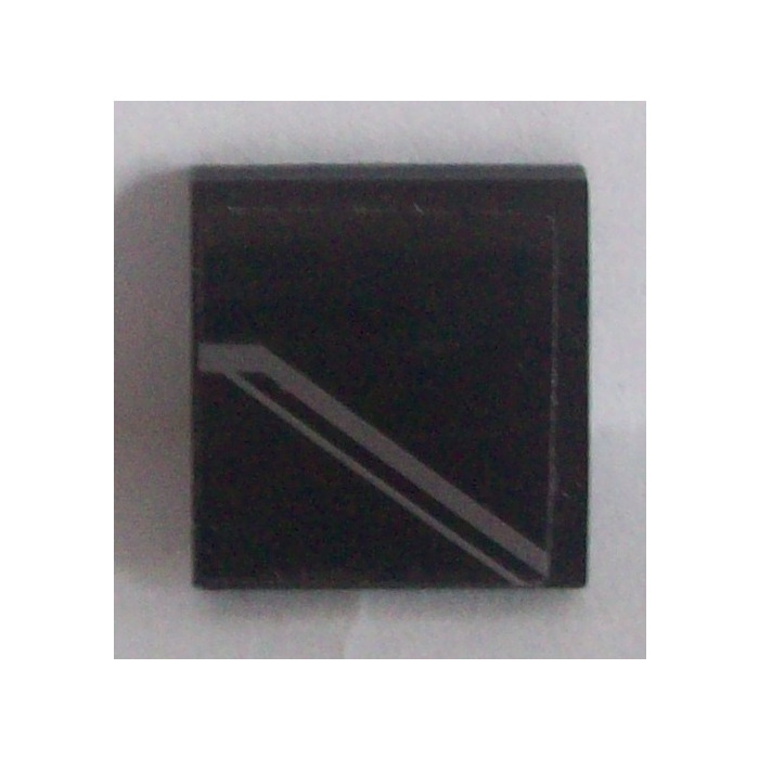 LEGO Slope 2 x 2 Curved with Flat Silver Slanted Lines on Black ...