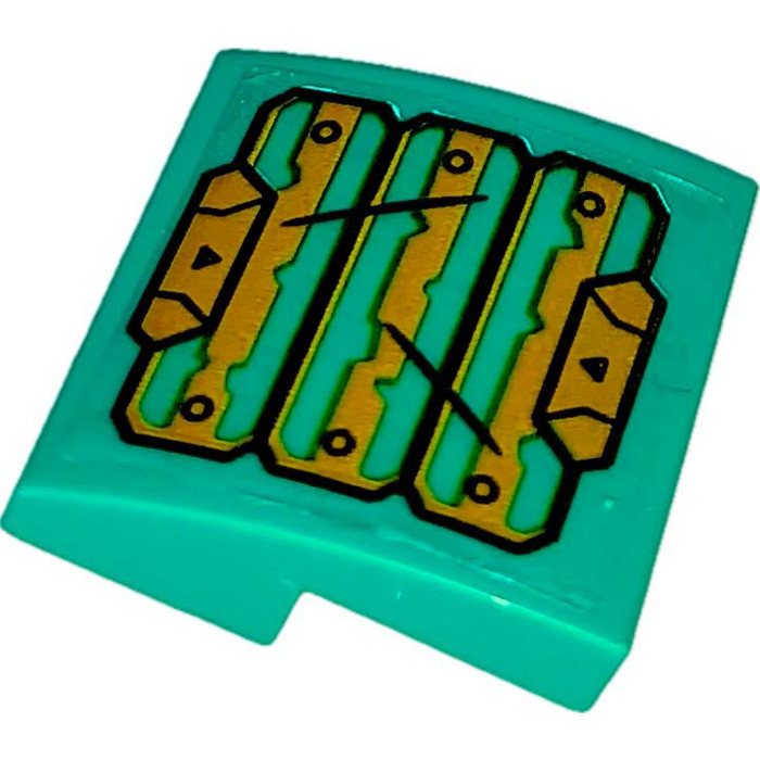 LEGO Slope 2 x 2 Curved with Golden Metal Pattern Sticker (15068 ...