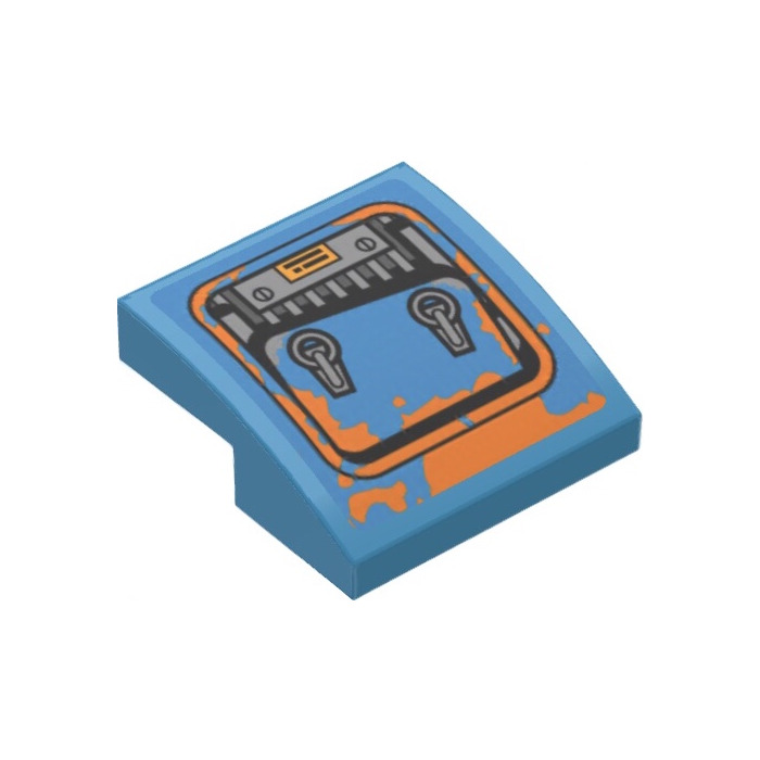 LEGO Slope 2 x 2 Curved with Hatch and Orange Splotches Sticker (15068 ...