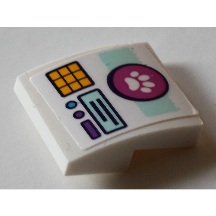 LEGO Slope 2 x 2 Curved with Paw Print and Keypad Sticker (15068 ...
