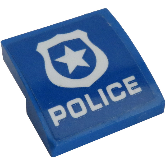 LEGO Slope 2 x 2 Curved with 'POLICE', White Sheriff-Star Sticker ...