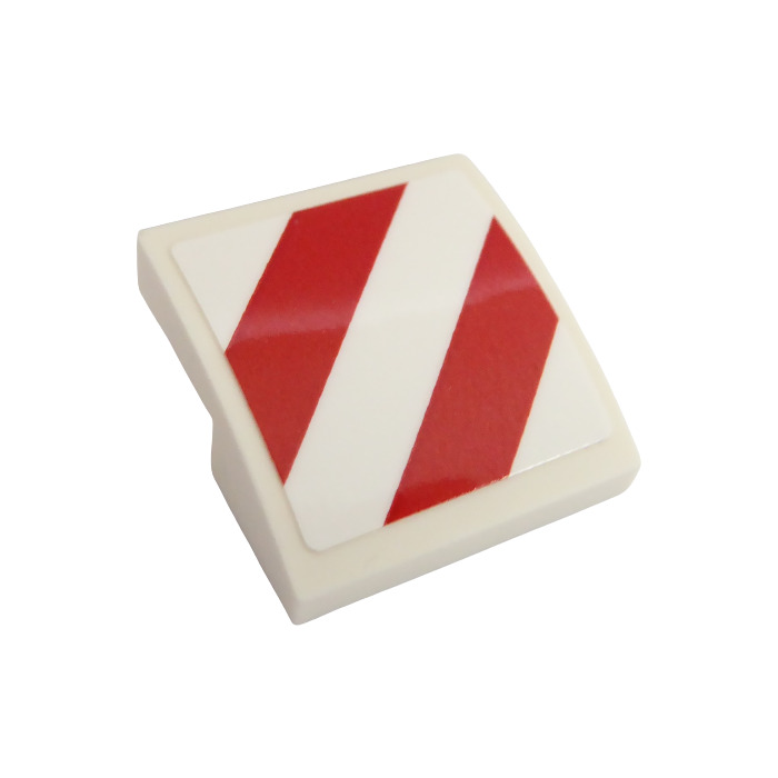 LEGO Slope 2 x 2 Curved with Red and White Danger Stripes (Left Side ...