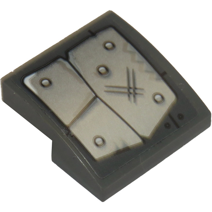 LEGO Slope 2 x 2 Curved with Silver Riveted Plates and Black Scratches ...